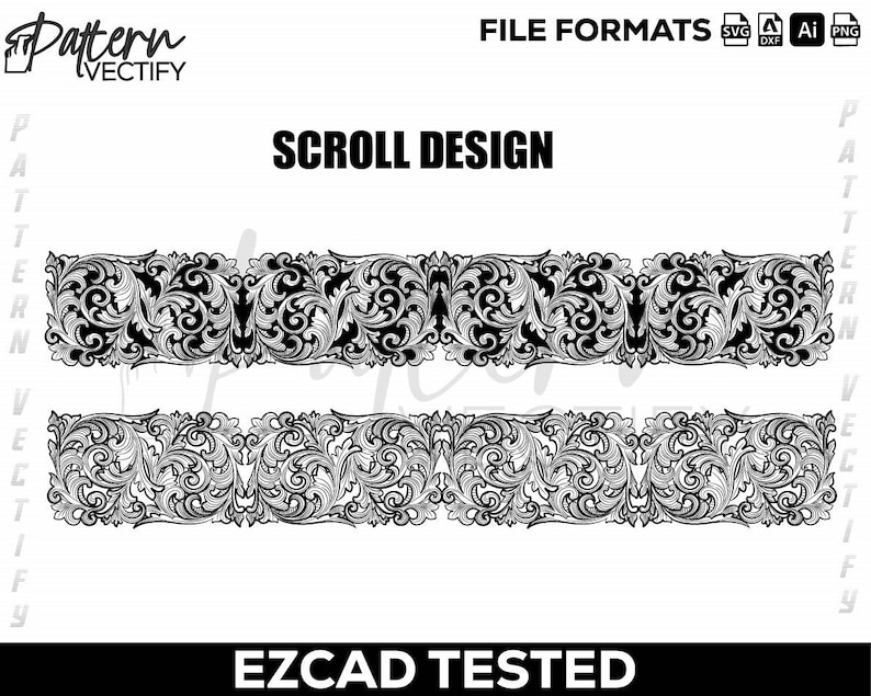Floral Scroll Design SVG for Laser Engraving and Printing. - Etsy