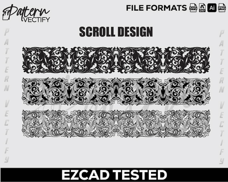 Floral Scroll Design SVG for Laser Engraving and Printing. - Etsy