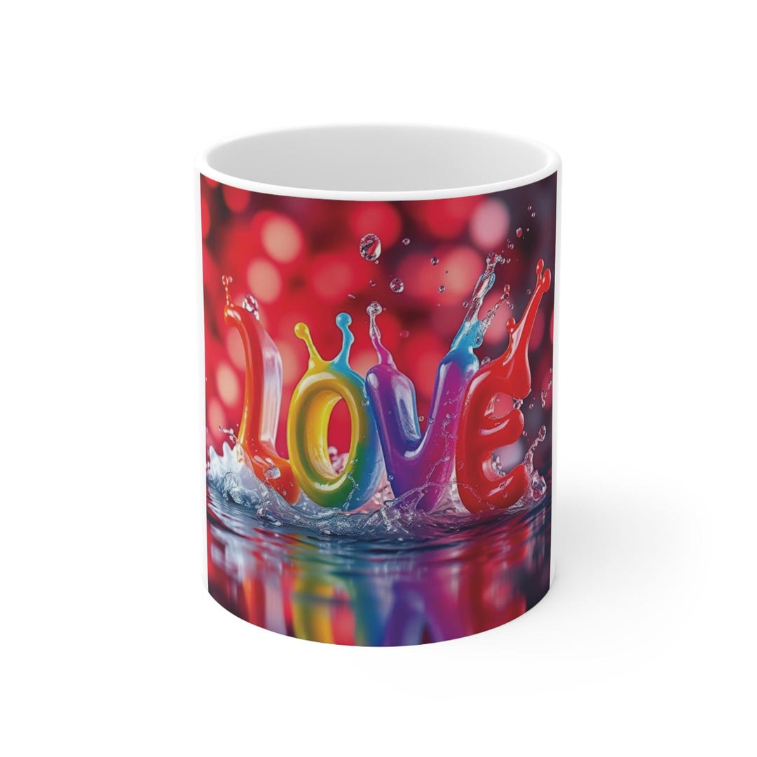Ceramic Coffee Cups, Love in 3D Surreal Design, 11oz 15oz Mug, Vibrant ...