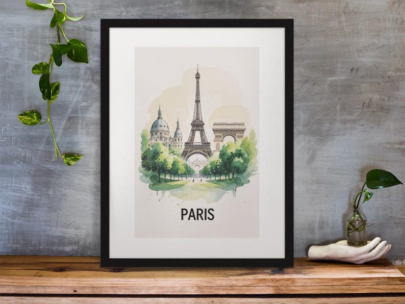 Paris Landmarks Print Digital Download | Printable Art, Wall Decor ...