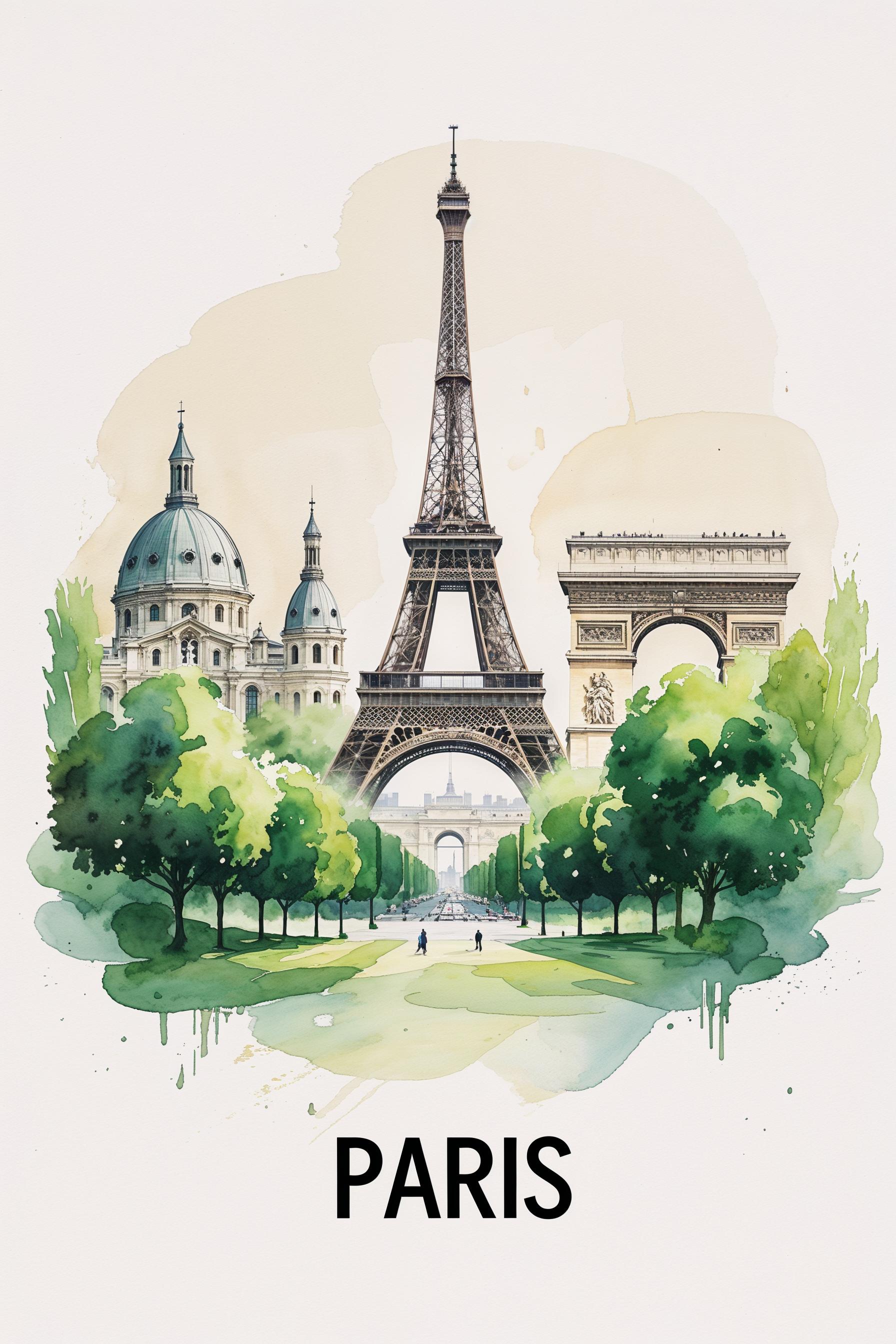 Paris Landmarks Print Digital Download | Printable Art, Wall Decor ...