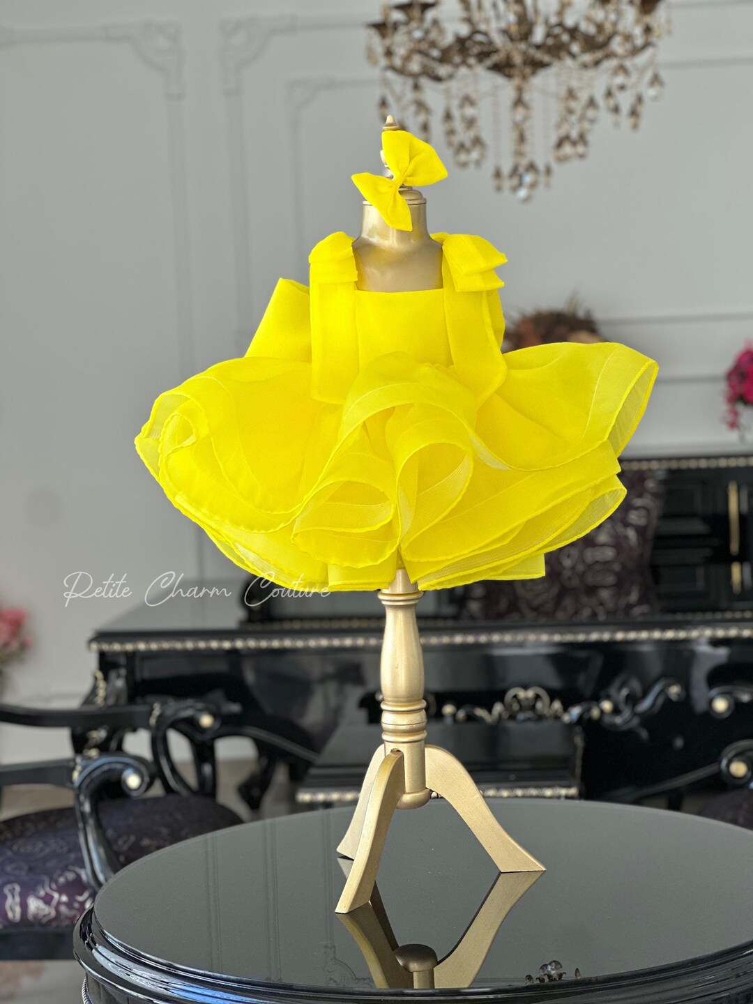 Yellow Ruffle Skirt Outfit, Flower Girl Dress, 1st Birthday Dress ...