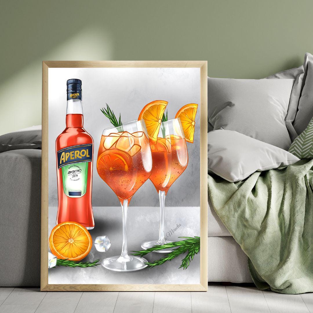 Aperol Spritz Fashion Illustration, Chic Watercolor Print (digital ...