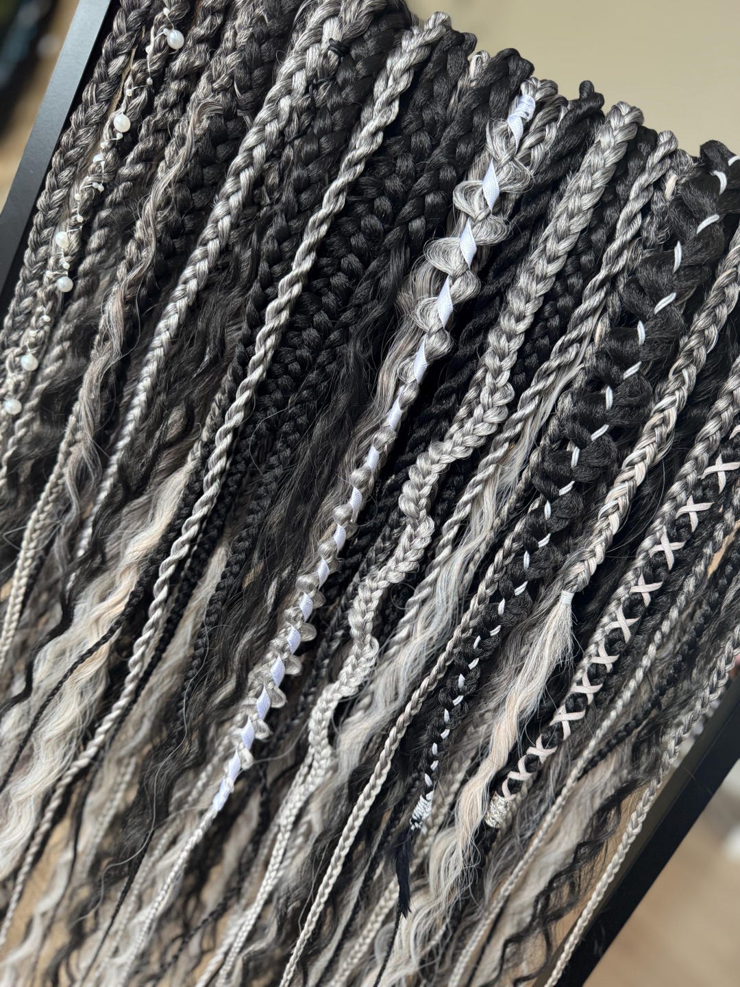 Boho DE Dreadlocks With Open Curly Ends - Black Grey Ombre, Decorative ...