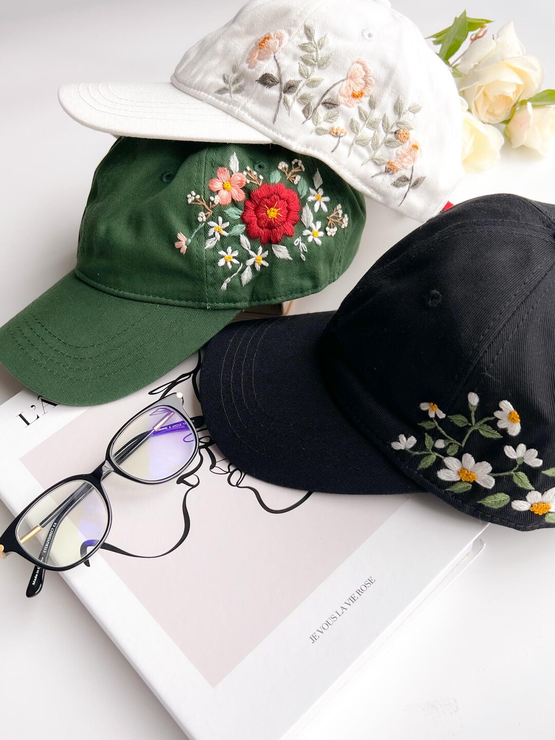 Hand Embroidered Hat, Custom Baseball Cap, Gift for Her, Boho Hat ...
