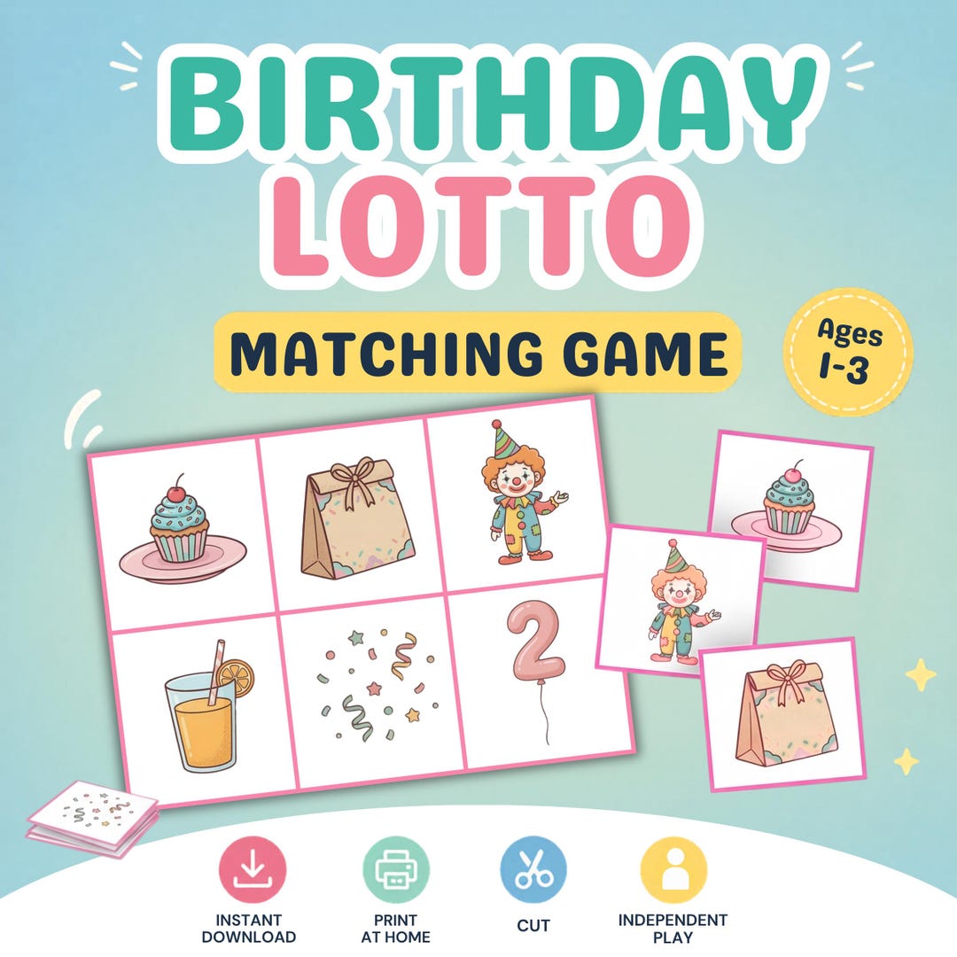 Toddler Birthday Lotto Game, Preschool Matching Activity, Montessori ...