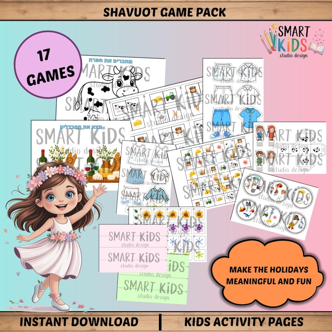 Printable Shavuot Activity Pack for Kids Ages 4–6 | 17 Fun and ...