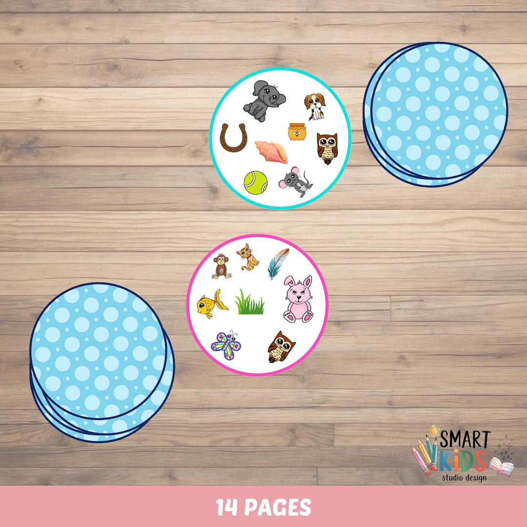 Animal Dobble Game Printable: Hand-drawn Matching Game (PDF Download A4 ...