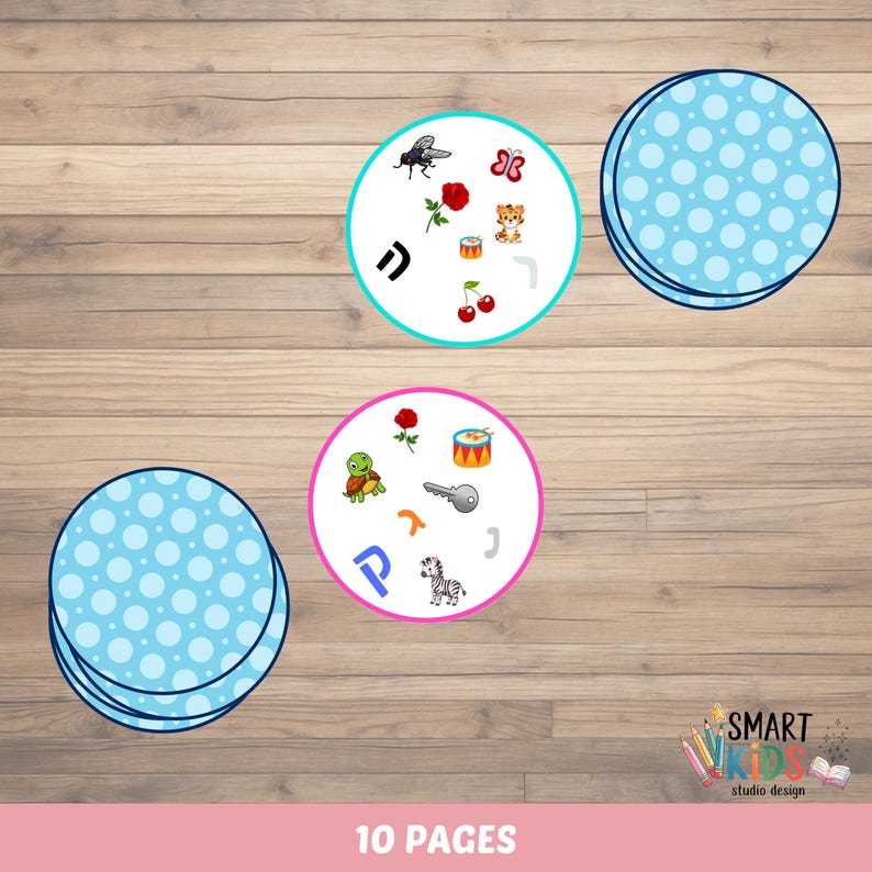 Hebrew Alphabet Dobble, Game Printable, Beginning Sounds Match, Learn ...