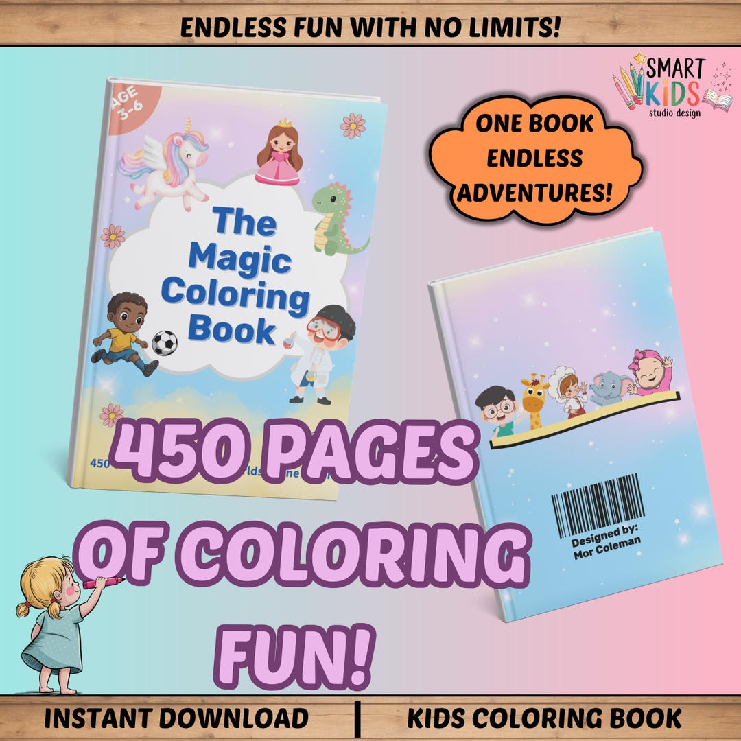 Giant Printable Coloring Book for Kids, 450 Pages of Fun, Animals ...