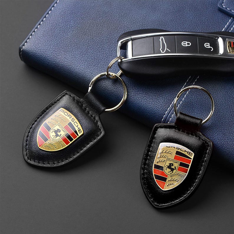 Genuine Porsche Leather Crest Key Ring: Black 2025 Design - Etsy