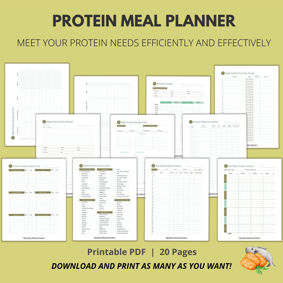 Protein Meal Planner | Meal Planning | Protein Planning | Printable ...