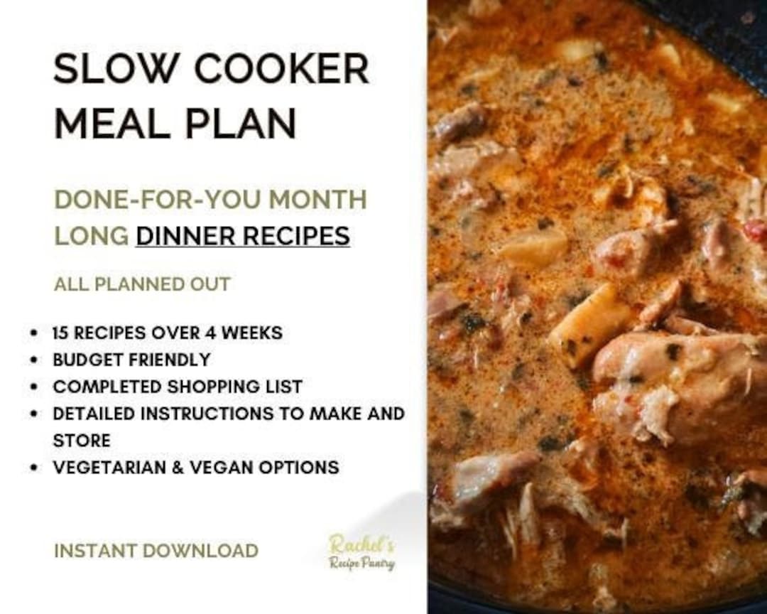 Slow Cooker Meal Plan - Month-long Crock Pot Dinner Planner - Etsy