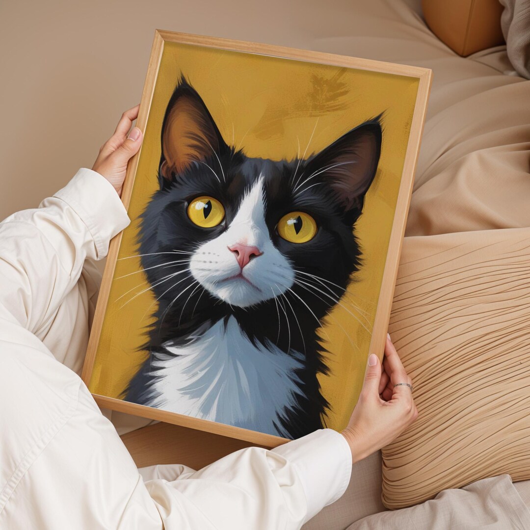 Cat Wall Art Print, Siamese Cat Poster, Minimal Cat Decor, Feline ...