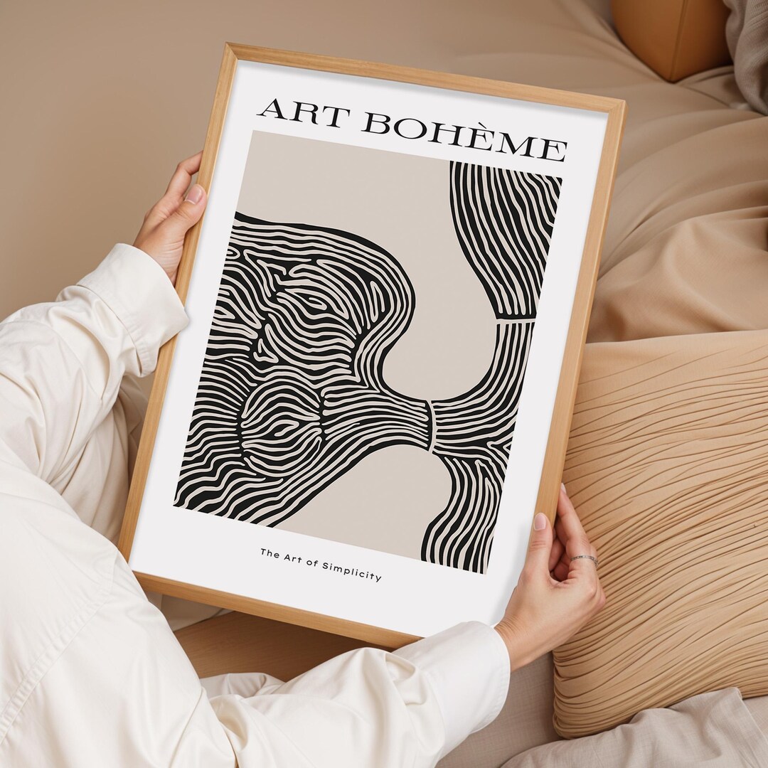 Abstract Line Art Print, Minimalist Poster, Black and White, Aesthetic ...