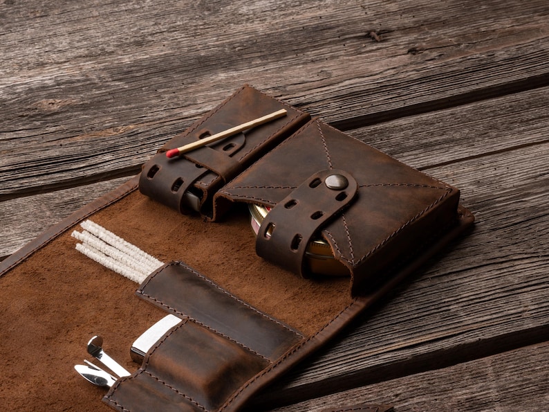Personalized Leather Pipe Roll, Brown Pipe Case, Tobacco Pouch, Travel ...
