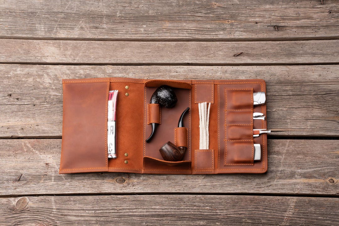 Leather Smoking Pipe Case, Tobacco Pipe Roll, Pipe Accessories ...