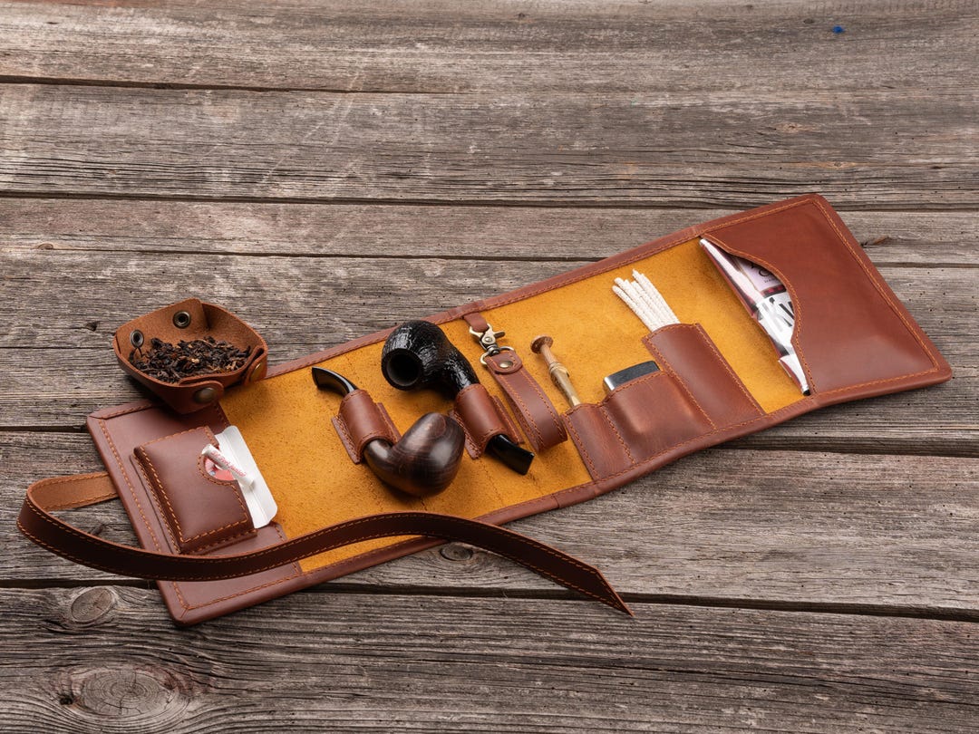 Leather Pipe Case – Tobacco Pipe Pouch, Personalized Pipes Bag Gift ...