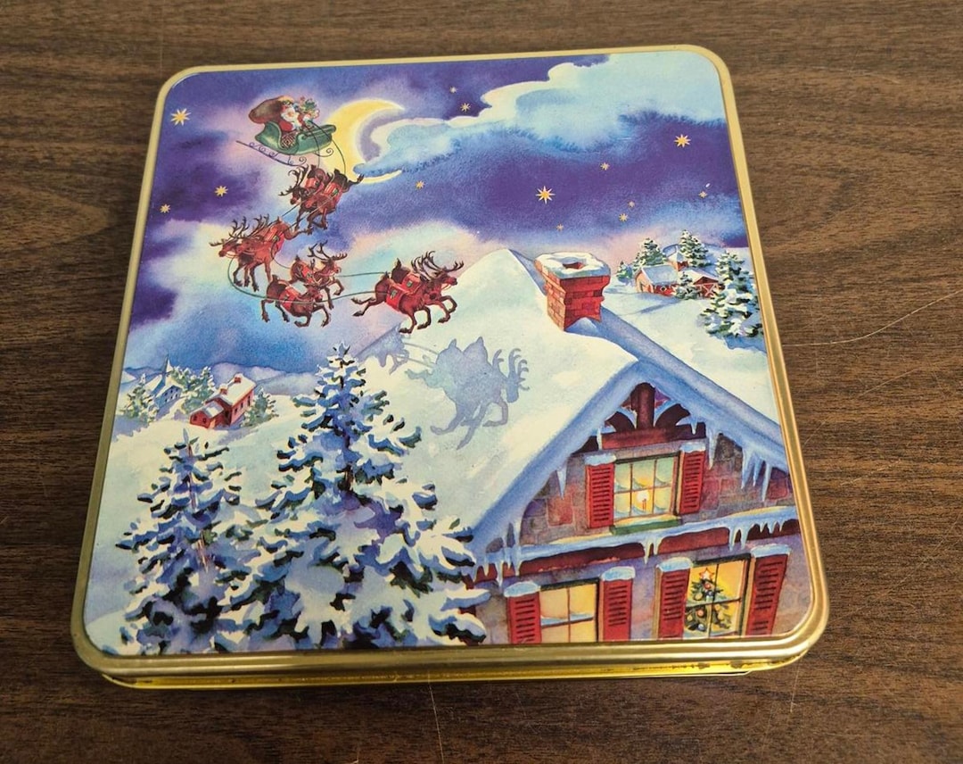 Godiva Holiday Tin With Festive Santa Design - Etsy
