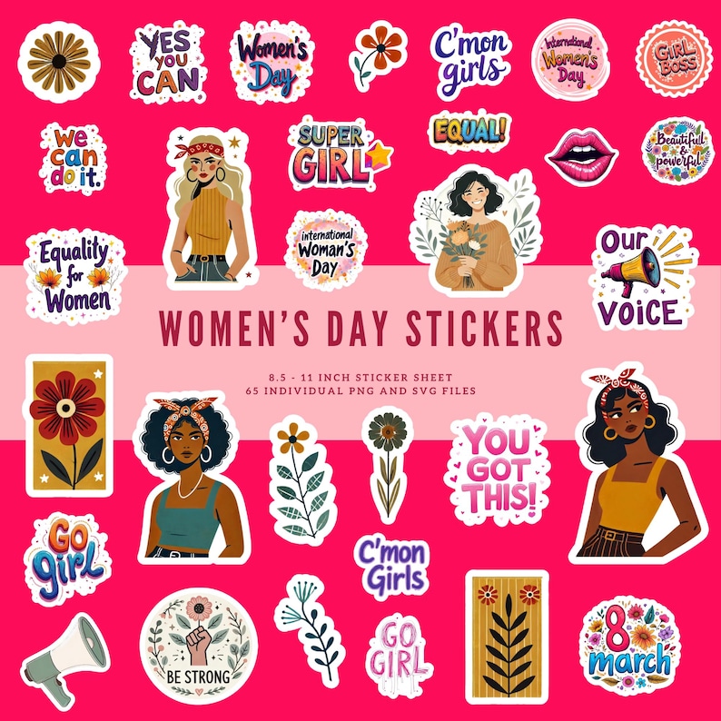 65 Womens Day Stickers, 8 March Womens Days, Womens Day Gift, Go Girl ...