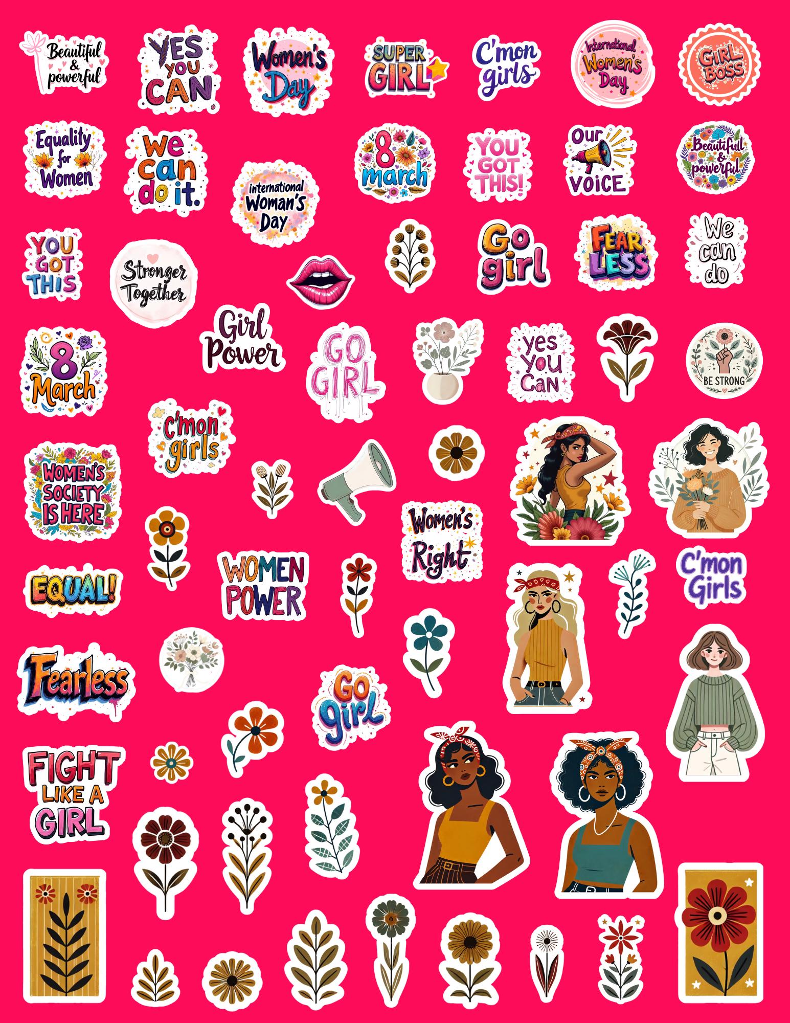 65 Womens Day Stickers, 8 March Womens Days, Womens Day Gift, Go Girl ...