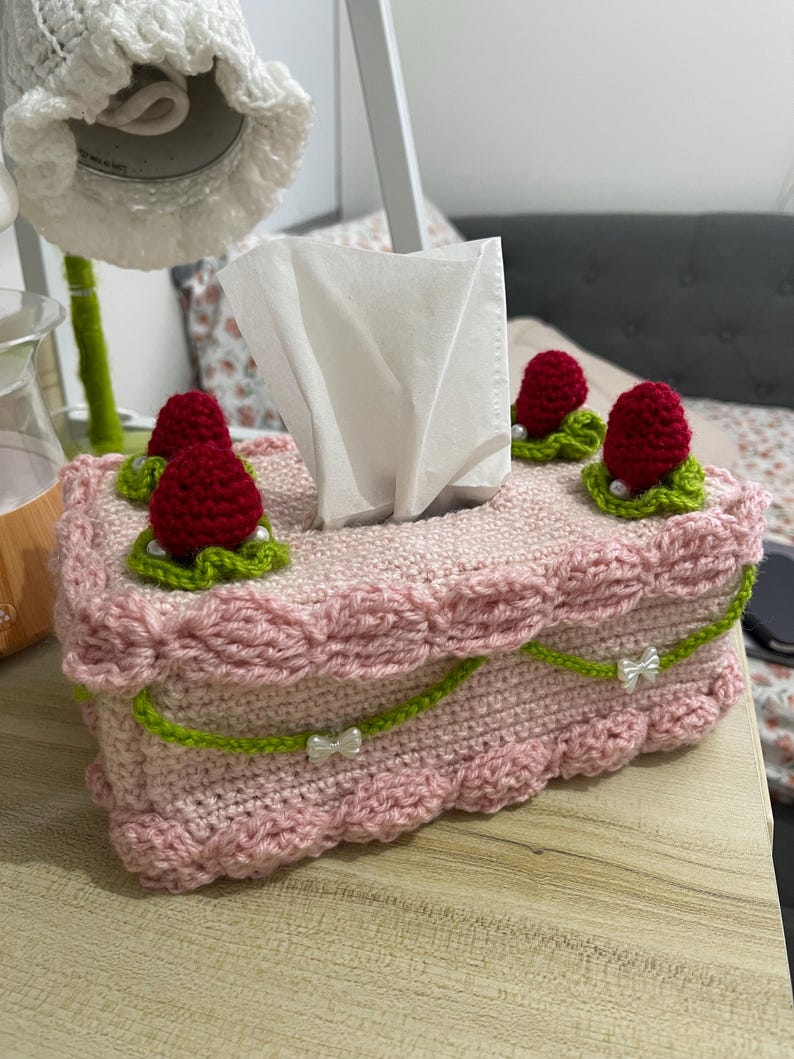 Pink Crochet Tissue Box Cover - Etsy