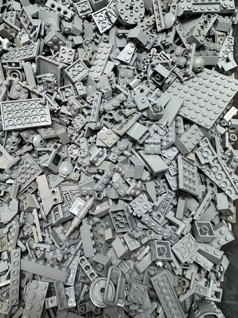 LEGO Light Gray Pieces Only Assorted Sizes & Shapes - 100 Piece Count ...