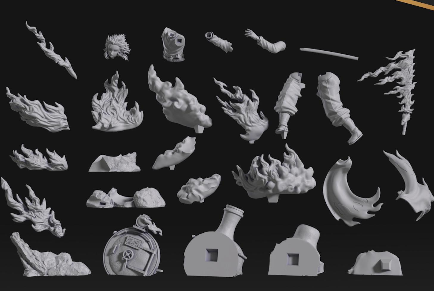 Rengoku Demon Slayer Flames 3d Print Files STL High Quality - Etsy
