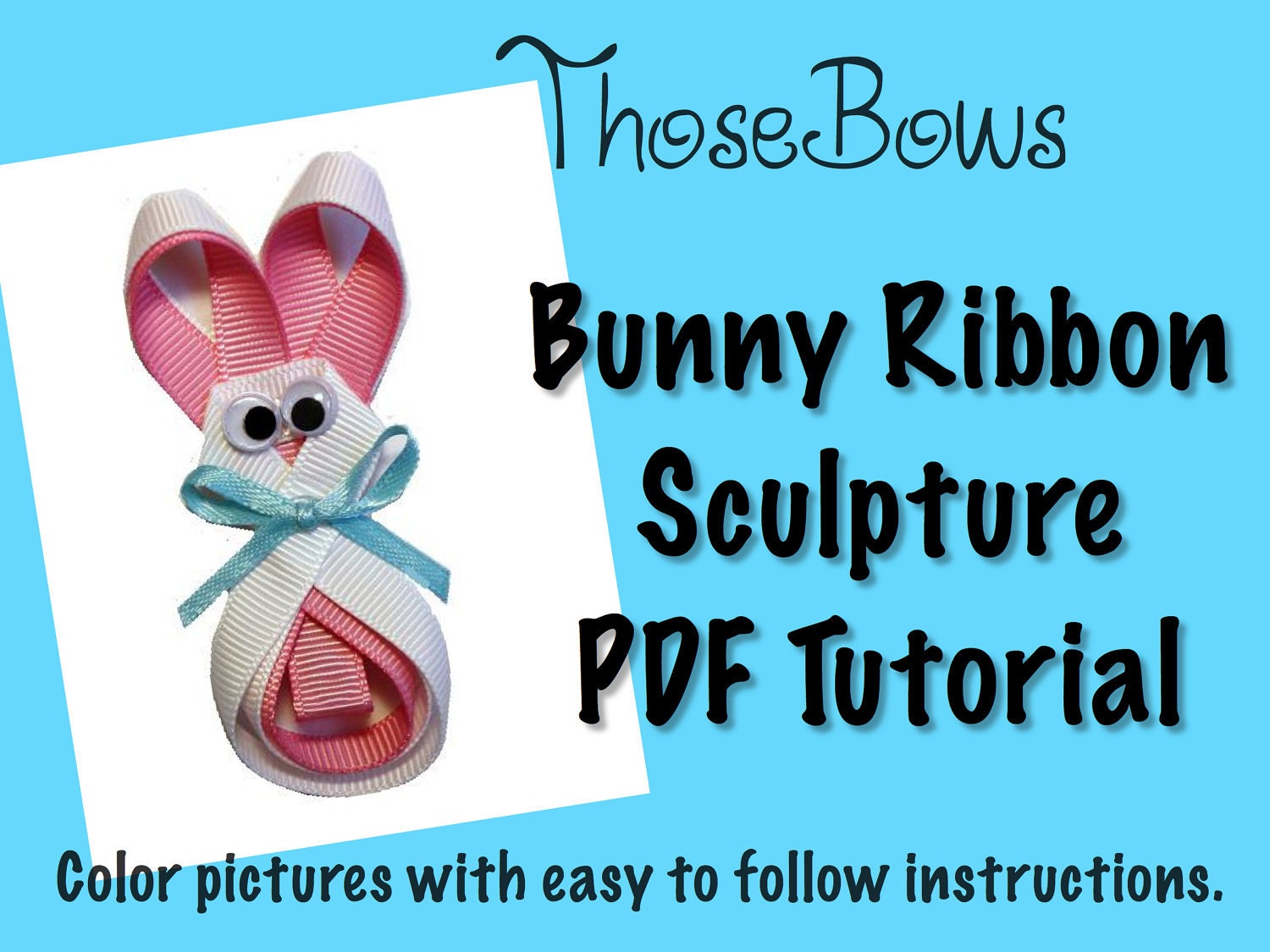 Instant Download Bunny Ribbon Sculpture Hair Bow PDF Tutorial | Etsy