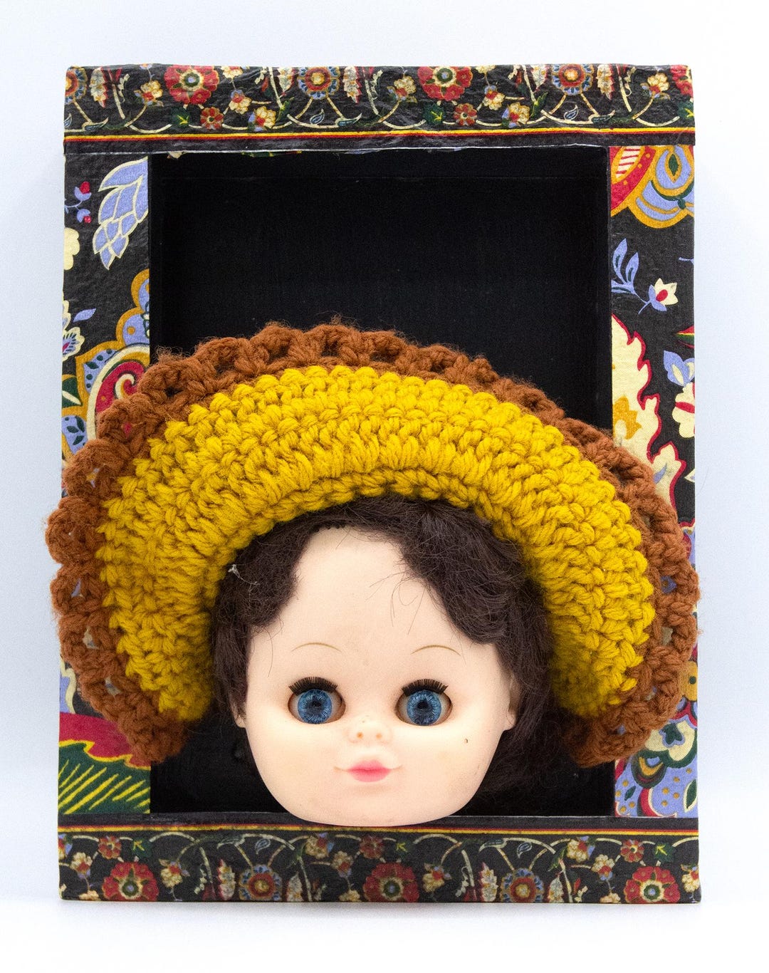 Doll Head, Doll Parts, Shadow Box, Crochet, Hat, Handmade, Shadow Box ...