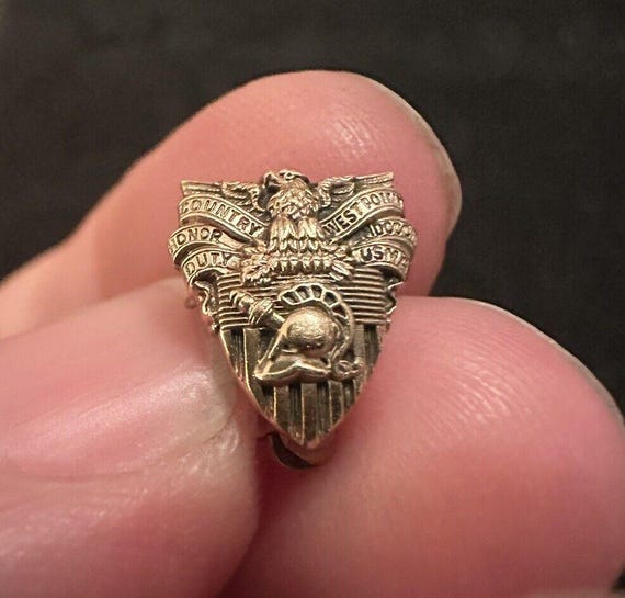 1966 USMA West Point Class Pin - 10k Gold Diamonds Pe… - Gem