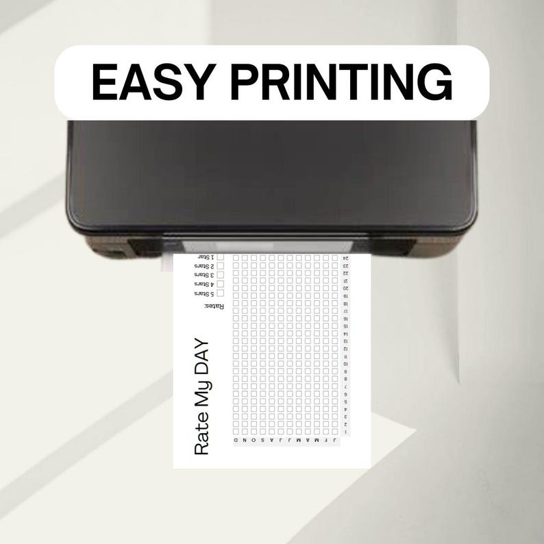 Daily Rating Tracker A4, A5 and US Letter Sizes Mood and Productivity ...