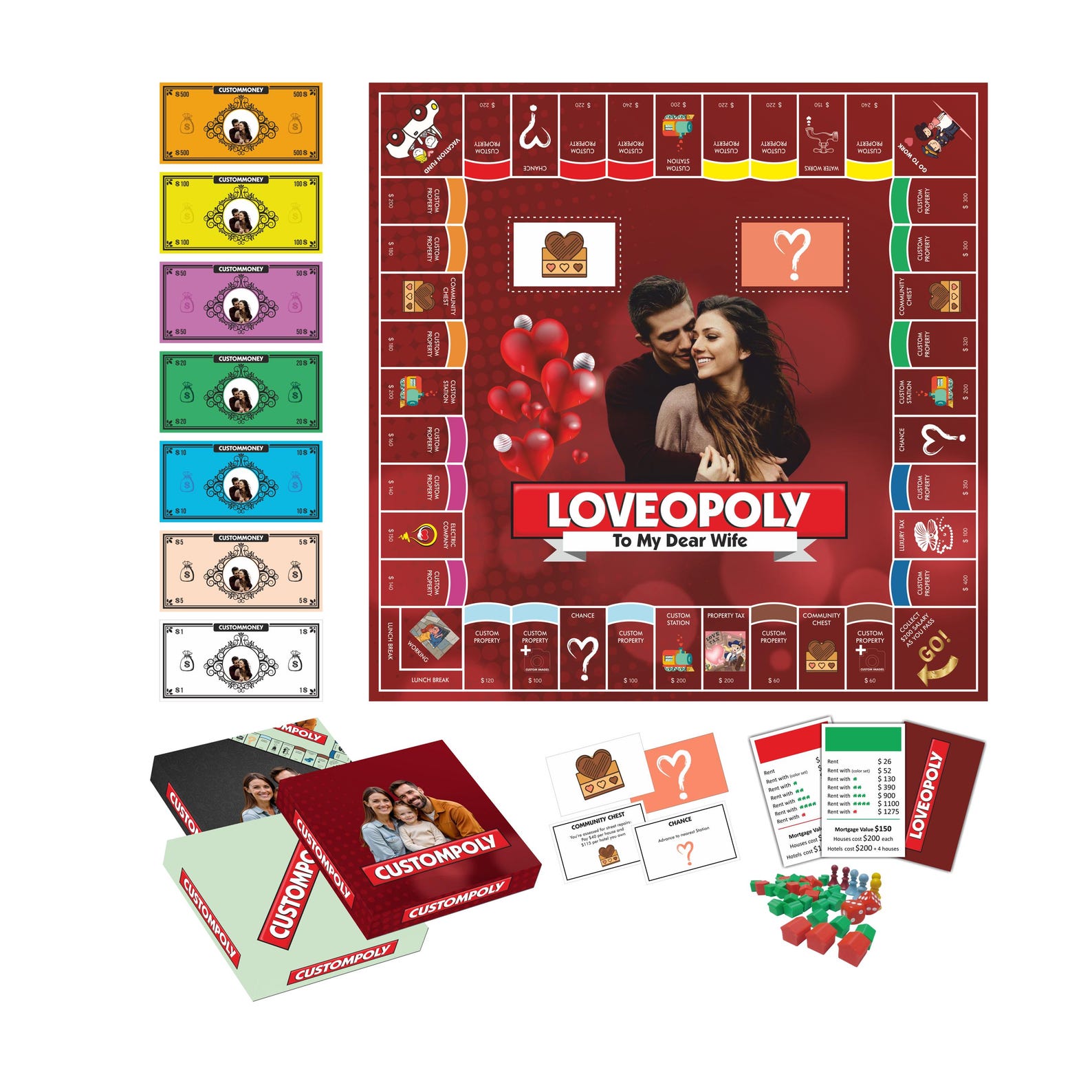 Custompoly Board Game: Customized Gift, Valentine's Day , Board Games ...