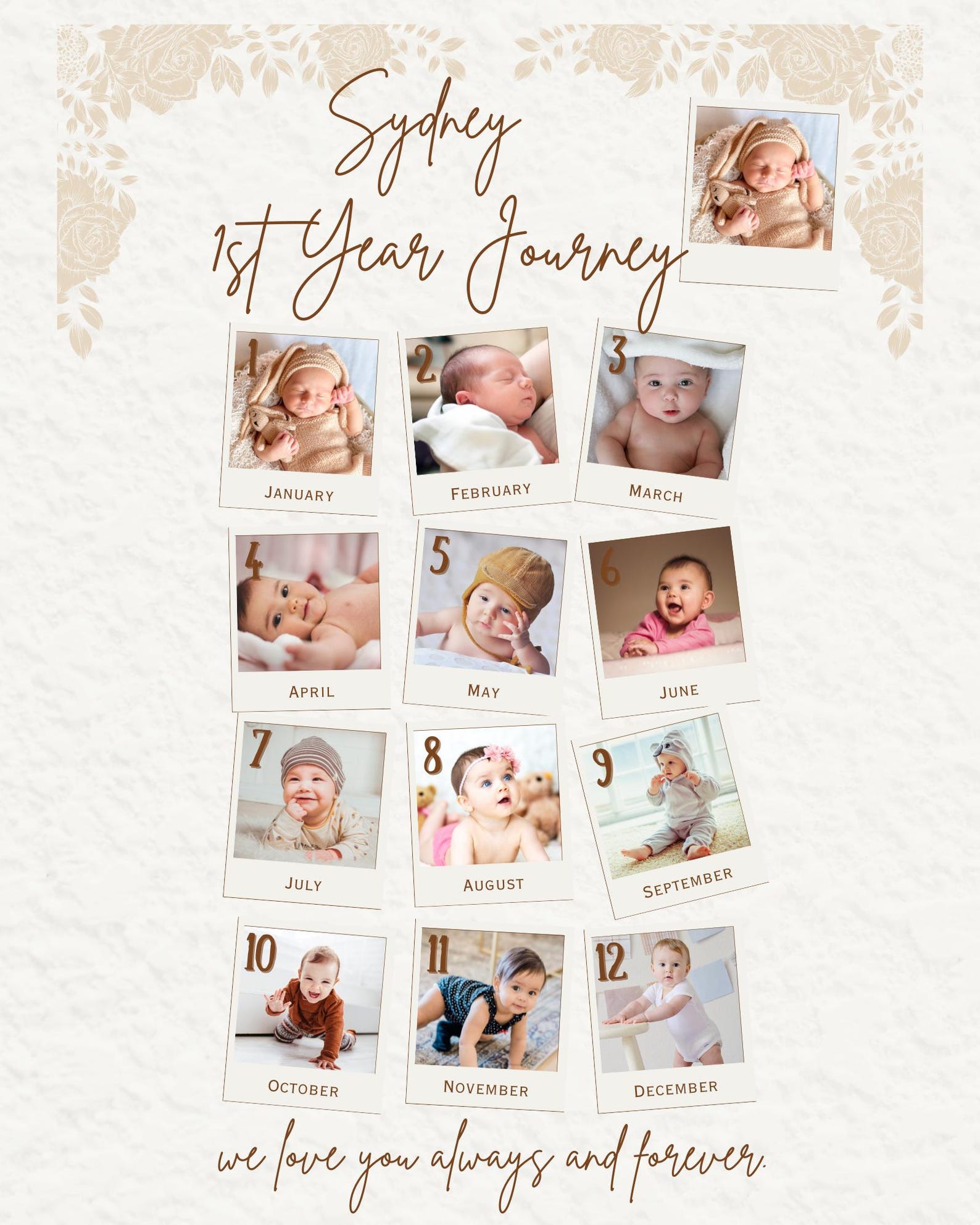Your Baby's 1st Year Journey Picture Frame Template . Create Lasting ...