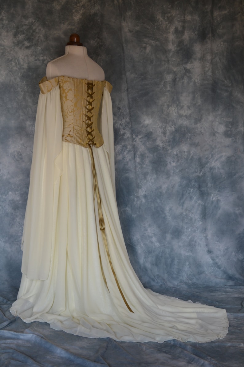 Medieval Wedding Dress,elvish Gown,renaissance Dress,corseted Wedding ...