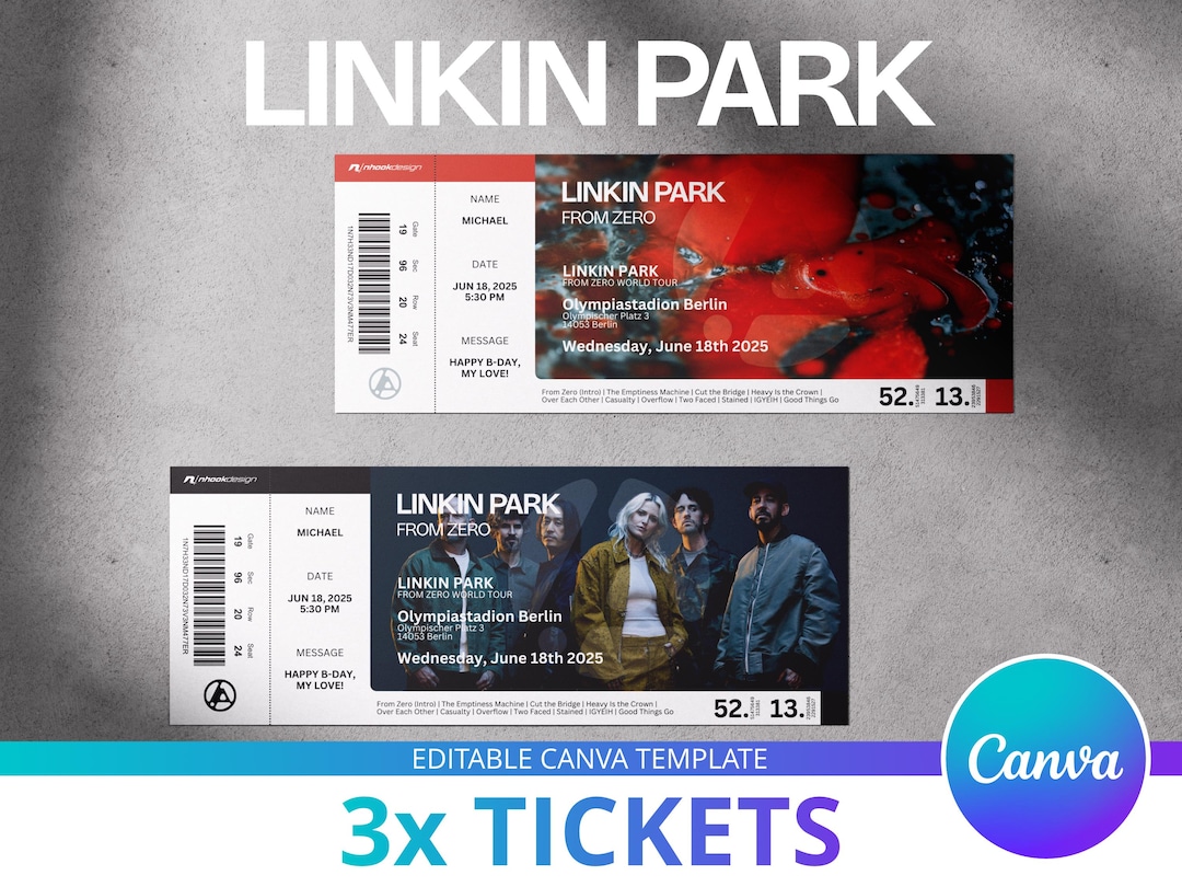 Editable Linkin Park Souvenir Concert Ticket - Etsy