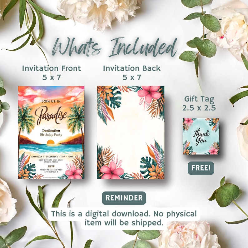 Destination Birthday Invitation, Tropical Vacation Invite, Birthday ...