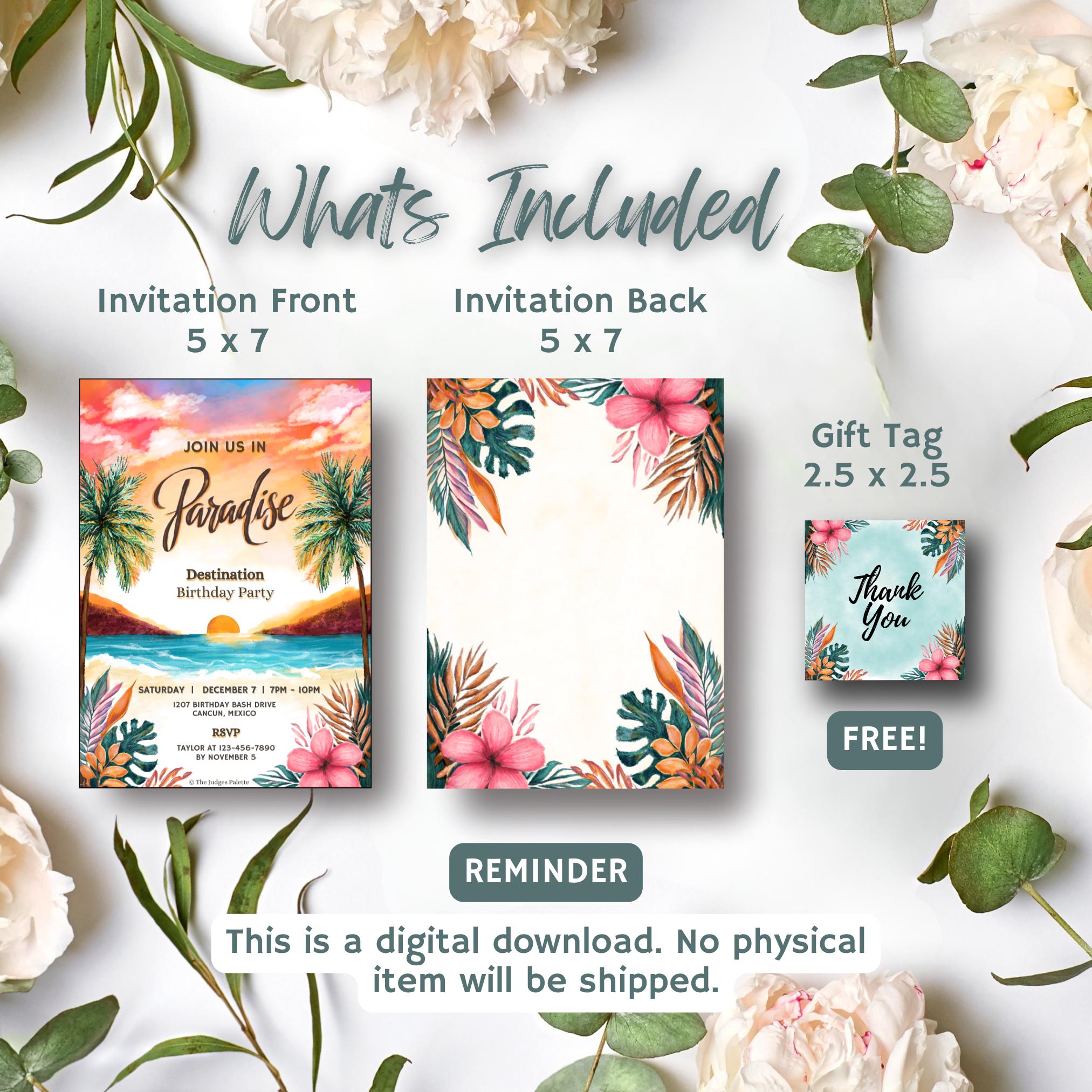 Destination Birthday Invitation, Tropical Vacation Invite, Birthday ...