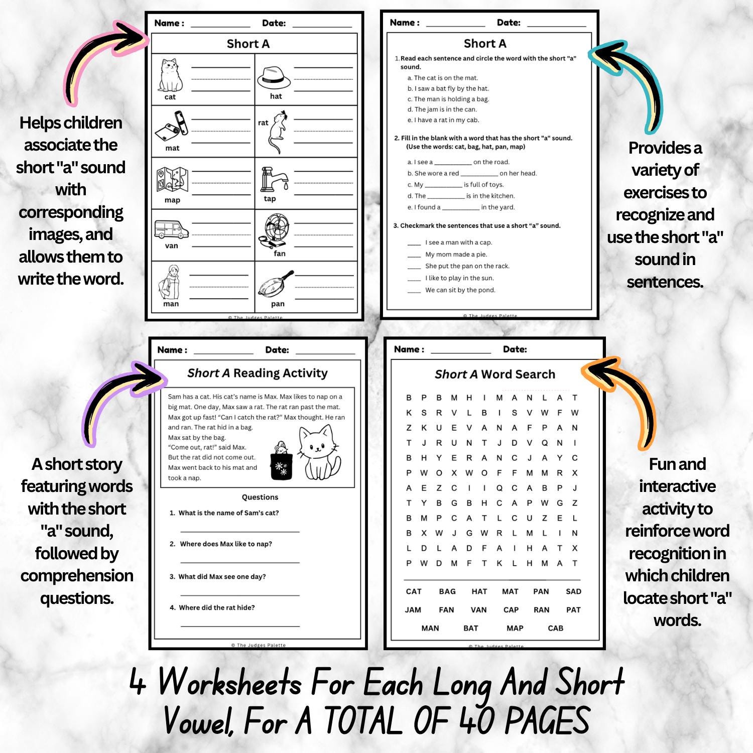 Phonics Worksheets Long and Short Vowels - 40 Engaging Activities - Etsy