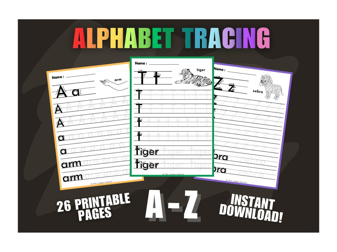 Alphabet Tracing A-Z Worksheets, Letter Tracing Workbook, Handwriting ...