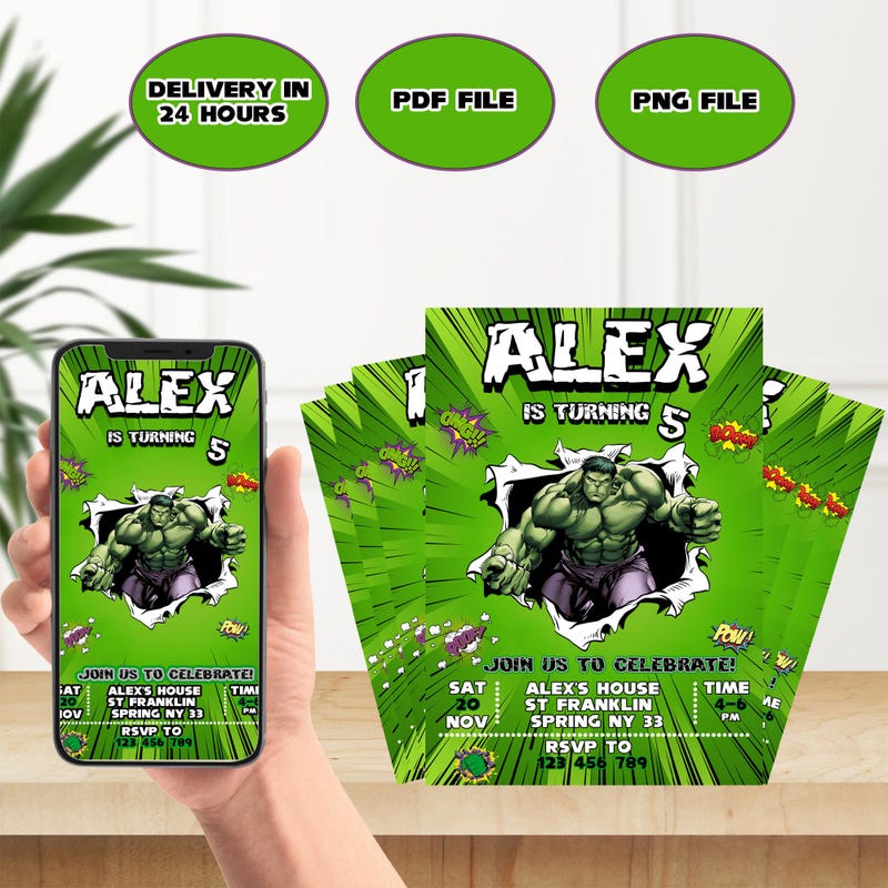 Hulk Invitations - Etsy