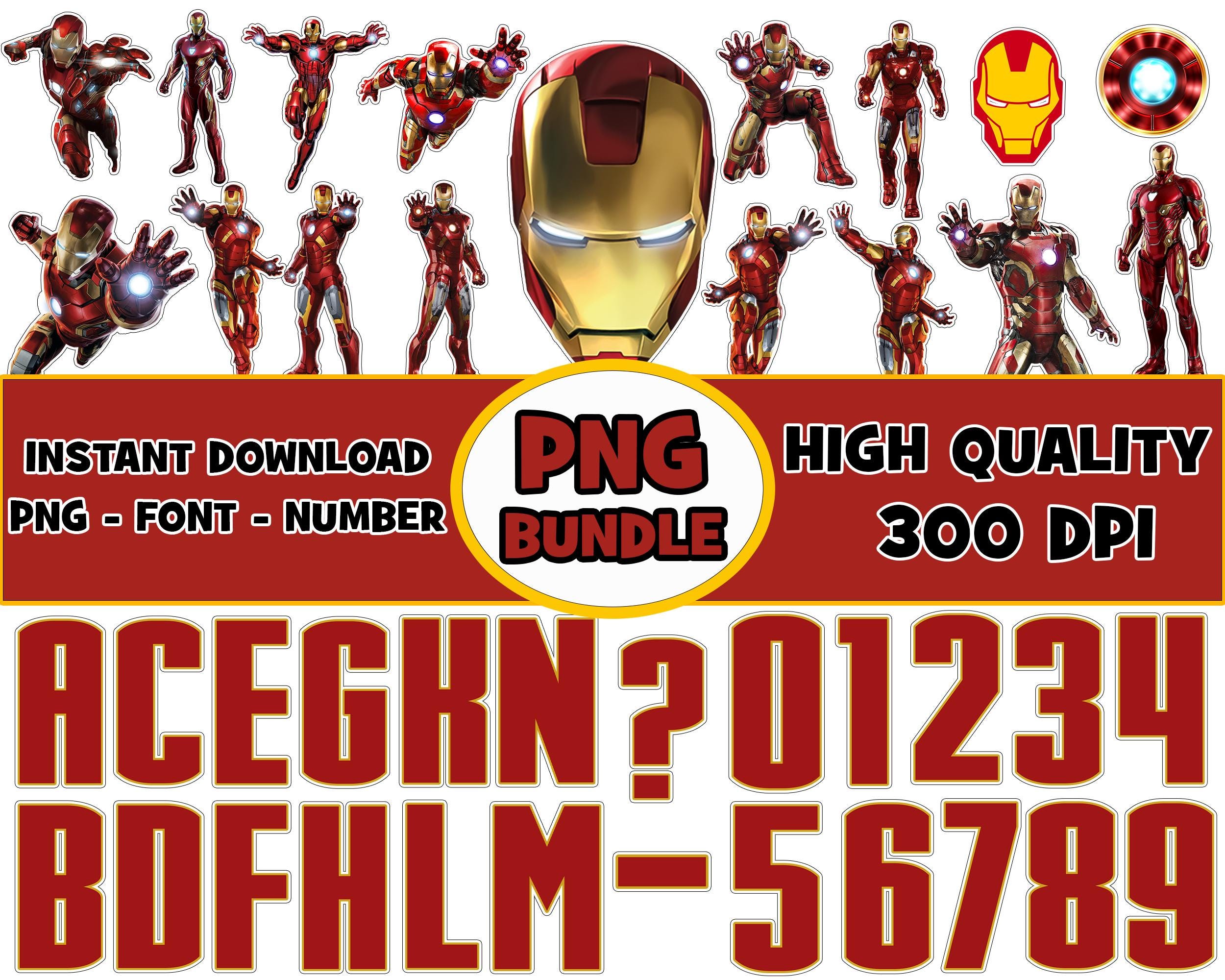 Instant Download Iron Man PNG Bundle , Iron Man Font, Iron Man Alphabet ...