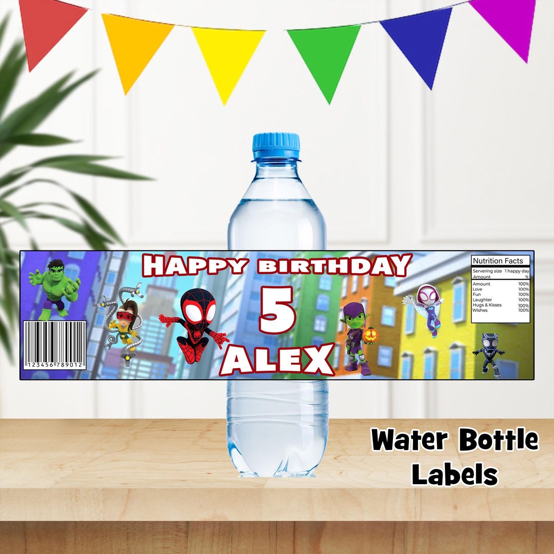 Personalized Spidey and His Amazing Friends Water Bottle Labels, Spidey ...