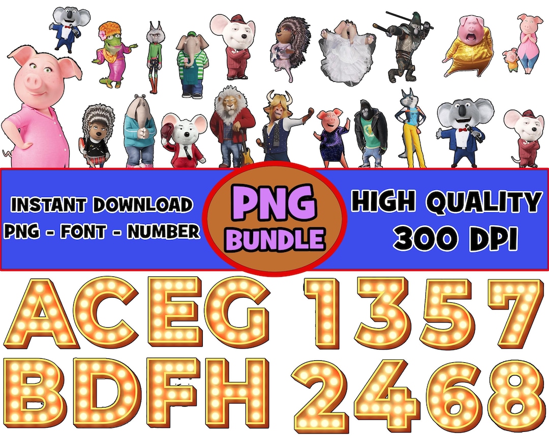 Sing 2 PNG Bundle: Alphabet, Numbers, Font (digital File Only) - Etsy