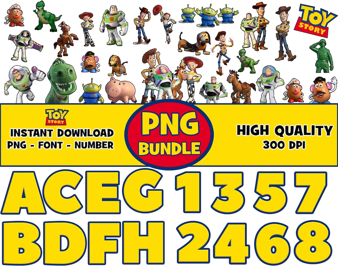 Instant Download Toy Story PNG Bundle , Toy Story Font, Toy Story ...