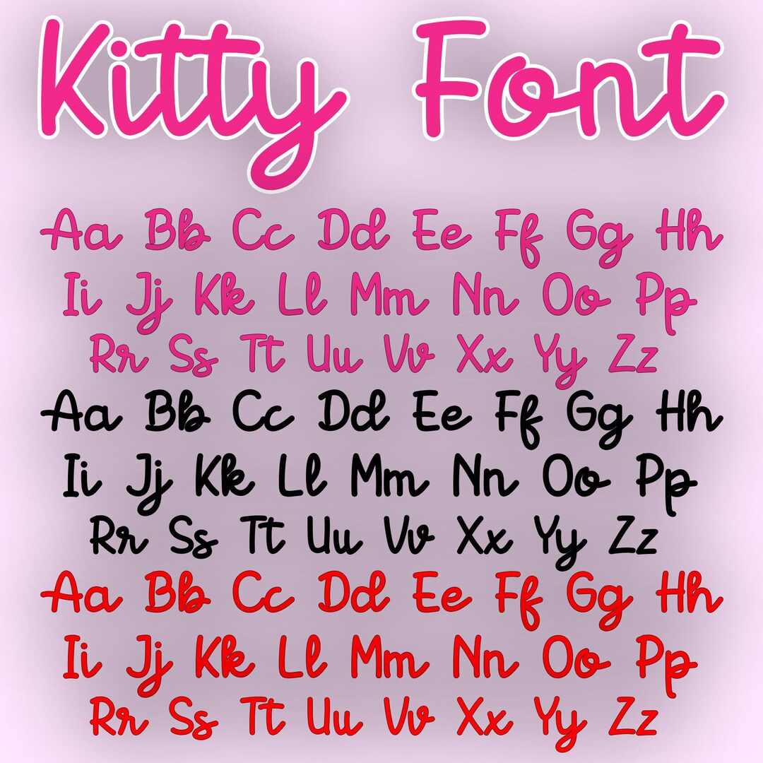 Kitty Alphabet Font PNG, Kitty Alphabet Font Birthday PNG, Kitty Party ...
