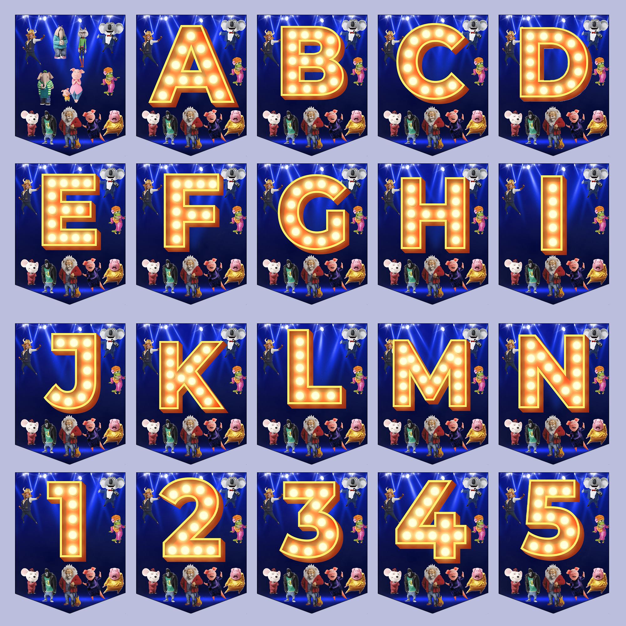 Sing 2 Birthday Banner: Flama Alphabet & Numbers (digital File) - Etsy