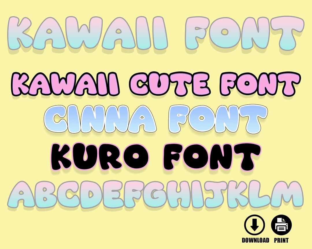 Kawaii Alphabet Font PNG , Kawaii Alphabet Font Birthday PNG, Kawaii ...