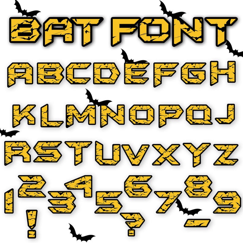 Bat Alphabet Font PNG: Birthday Party Letters & Numbers (digital File ...
