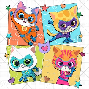 Super Kitties Birthday Clipart: PNG, SVG Bundle (digital File) - Etsy
